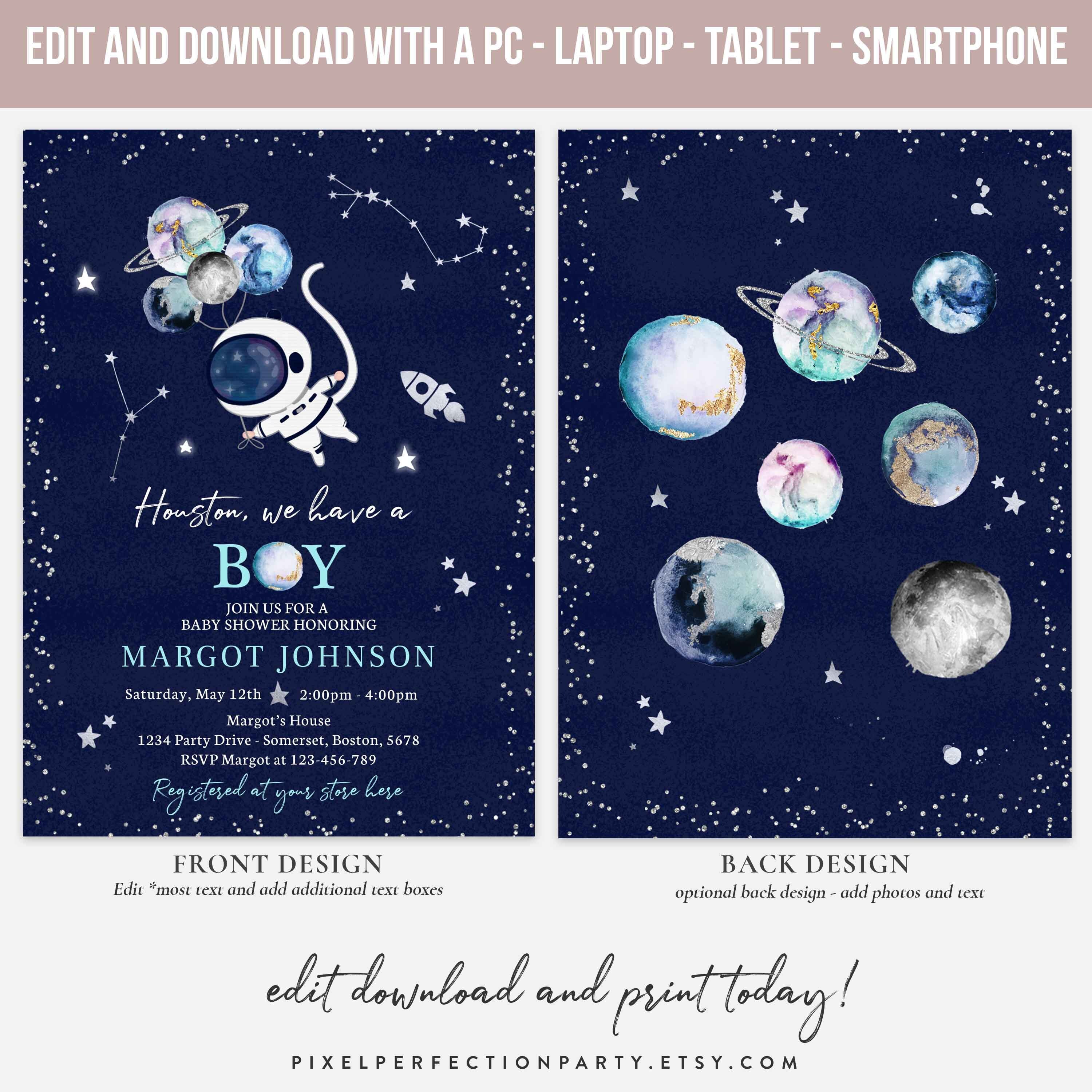 Invitations & Announcements Paper & Party Supplies Editable Space ...
