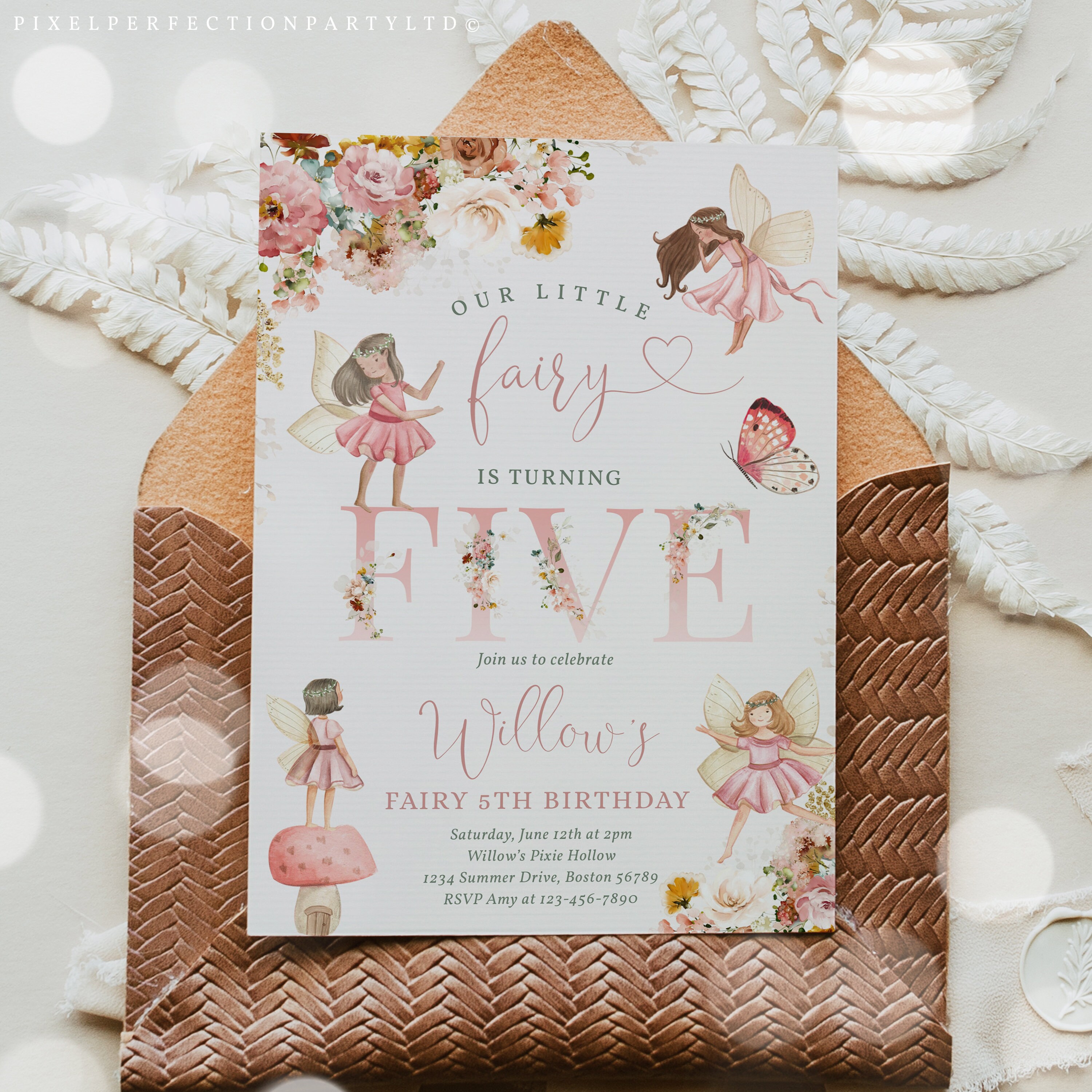 Editable Fairy Birthday Invitation Whimsical Wildflower Fairy - Etsy ...