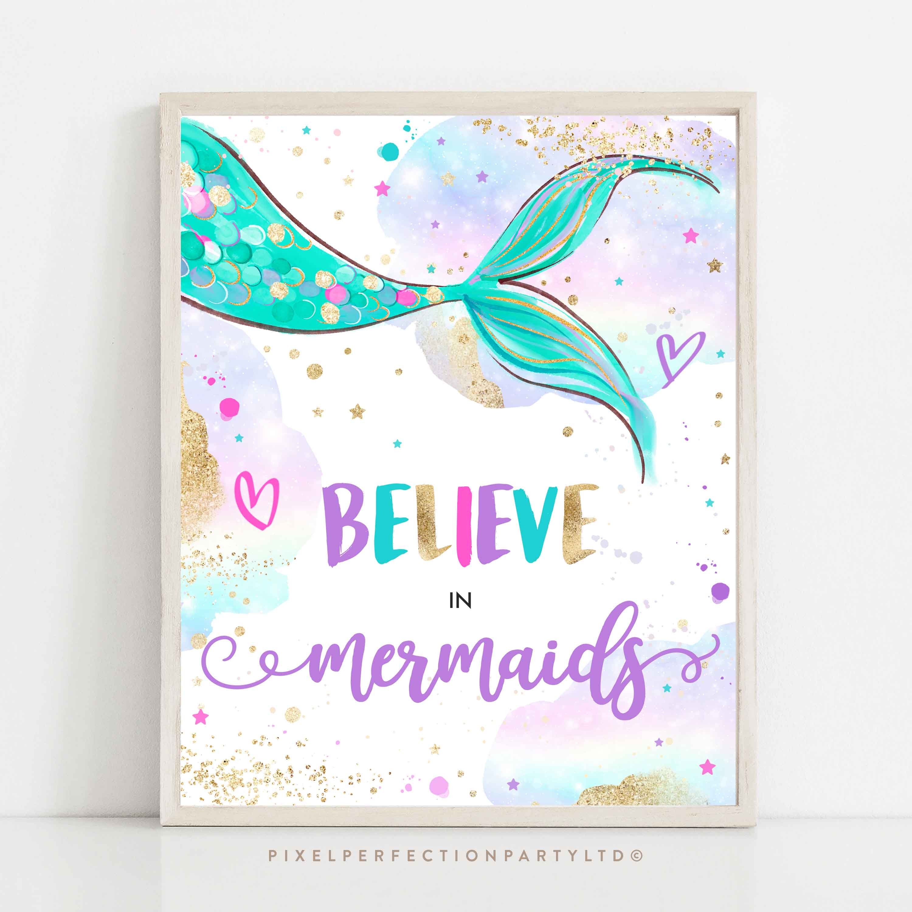 Mermaid Party Favor Sign Believe In Mermaids Sign Mermaid | Etsy