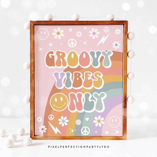 Pastel Hippie Party Favors Sign Two Groovy Party One Groovy - Etsy
