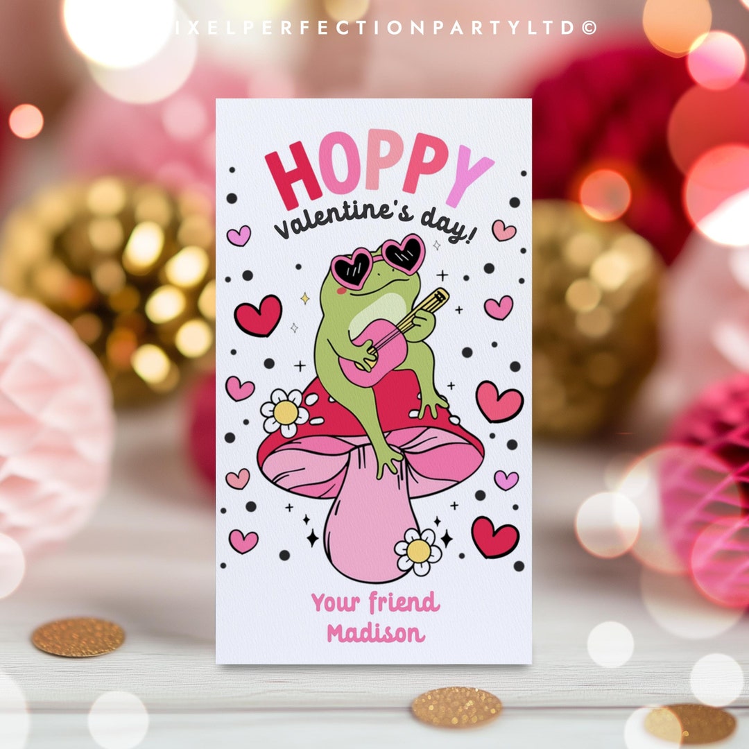 Editable Frog Valentine's Day Gift Tag Frog Hoppy Valentine's Day ...