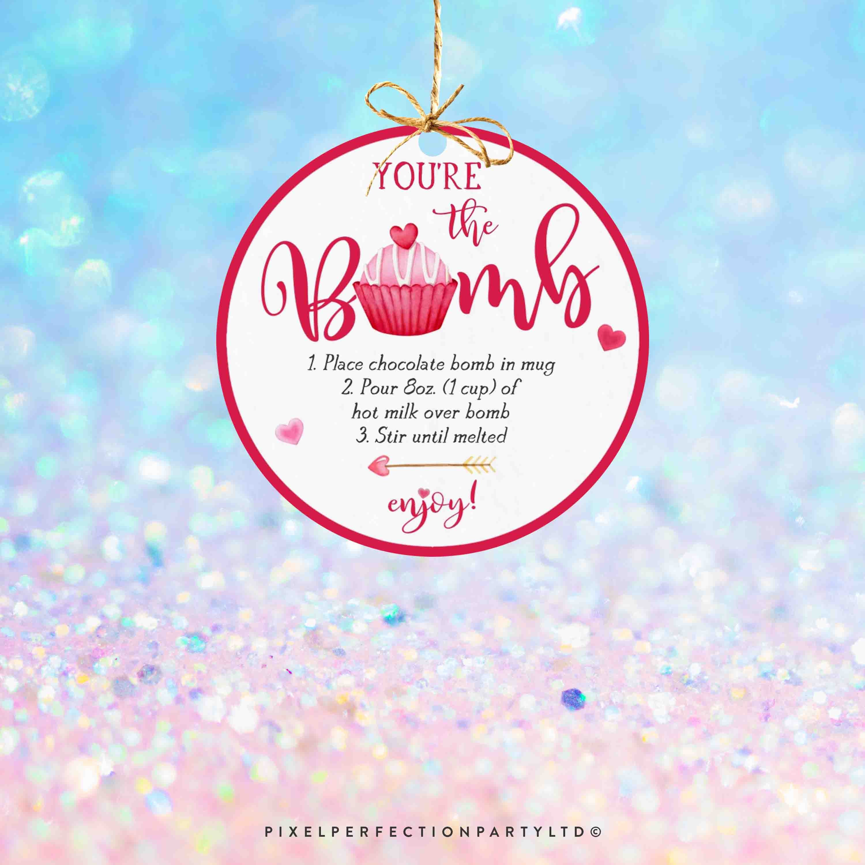 Editable Hot Chocolate Bomb Tag Valentine's Day Hot Cocoa | Etsy