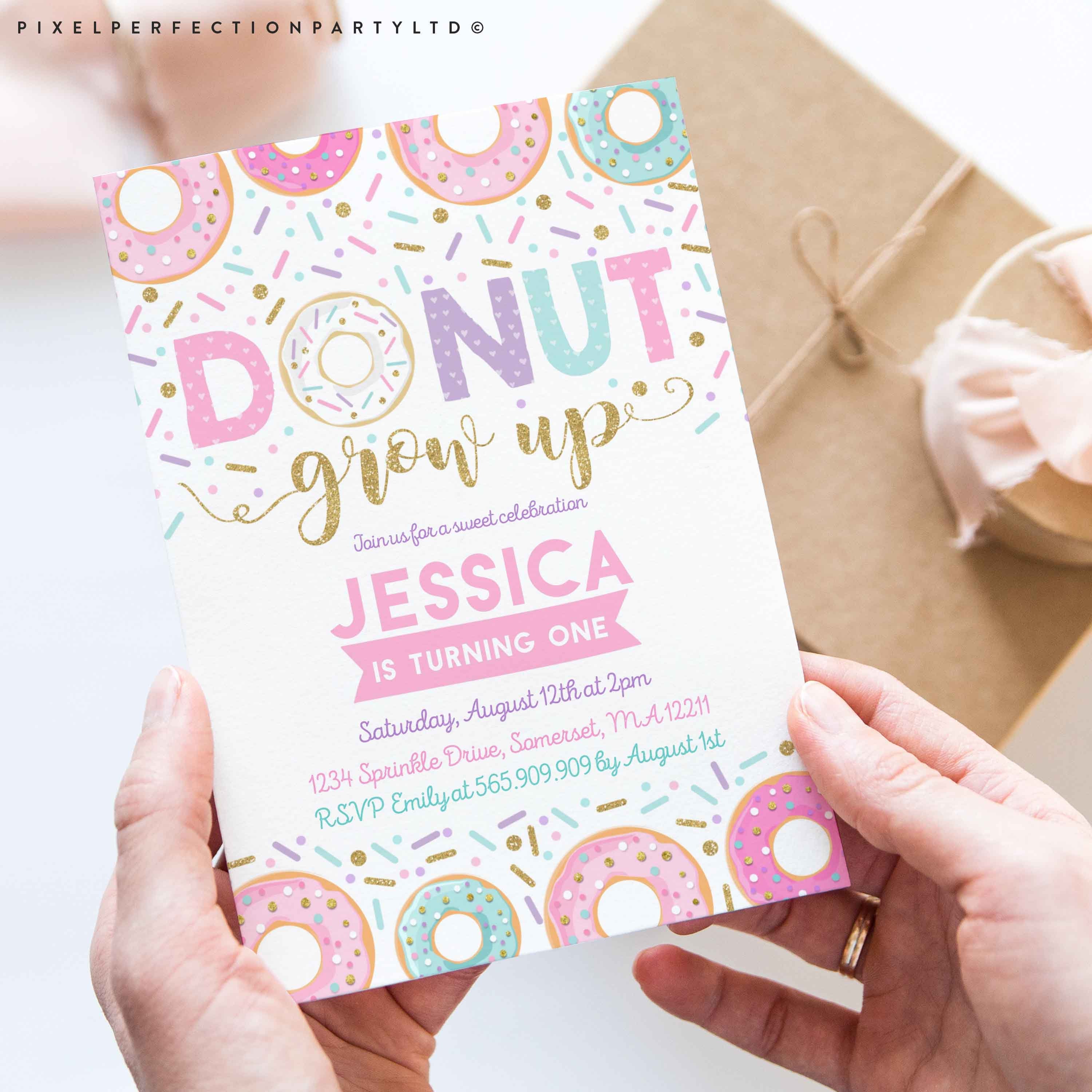 Donut Grow up Birthday Invitation Donut Grown up Invitation | Etsy