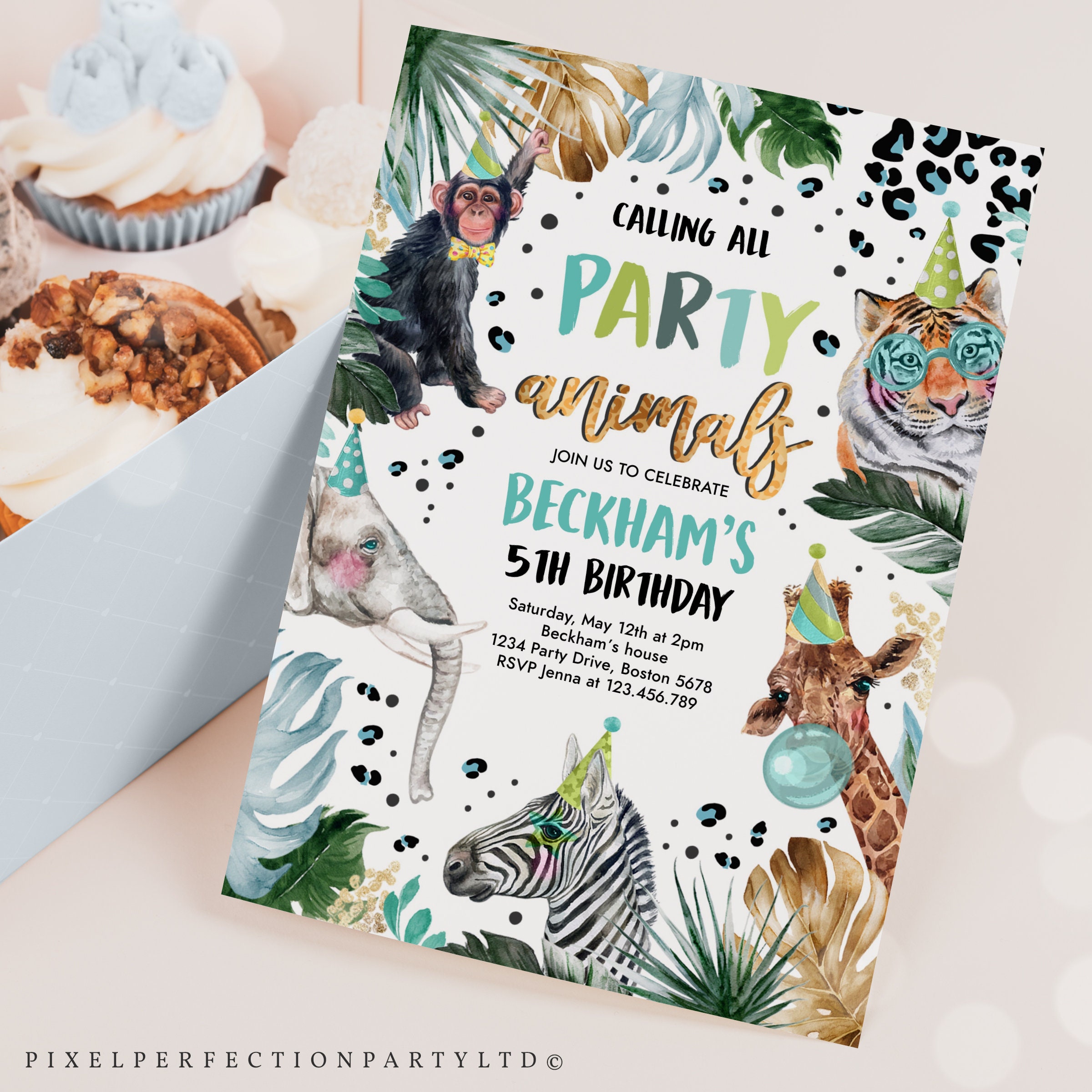 Editable Party Animals Birthday Invitation Leopard Print - Etsy