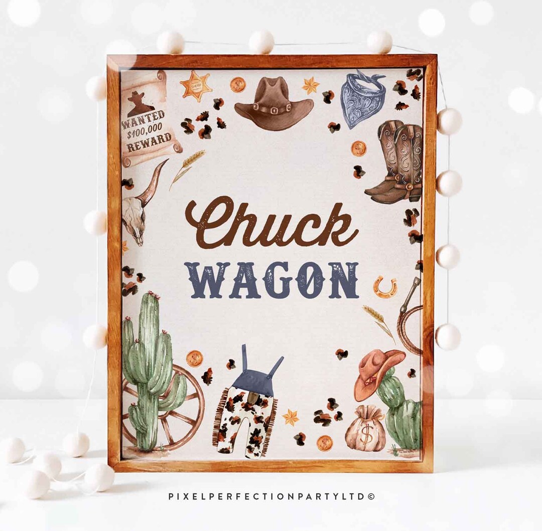 Cowboy Birthday Party Chuck Wagon Sign Wild West Cowboy 1st Rodeo ...