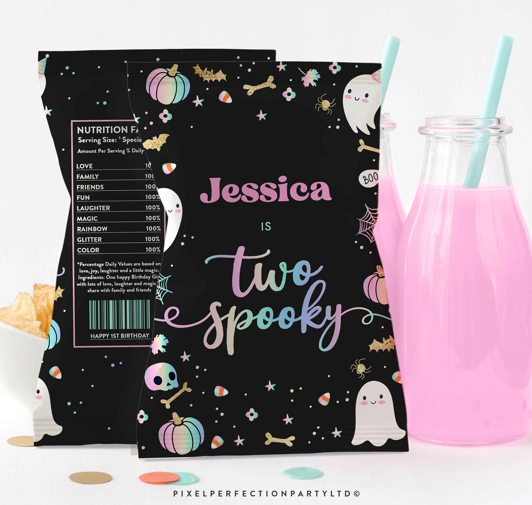 Editable Pastel Halloween Chip Bag Favors Pink Ghost Two - Etsy