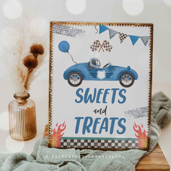 Sweets and Treats Party Sign Race Car 2nd Birthday Two Fast 2 Curious ...
