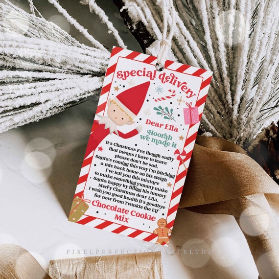 EDITABLE Elf Goodbye Gift Tag Elf Goodbye Cookie Mix Tag Goodbye From ...