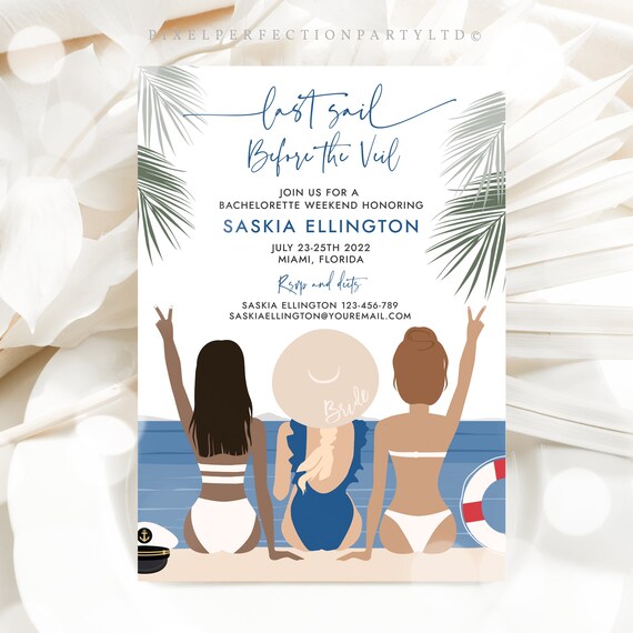 Editable Last Sail Before The Veil Nautical Bachelorette Weekend ...