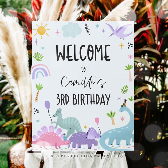 Editable Dinosaur Birthday Party Welcome Sign Dinosaur Welcome Party ...