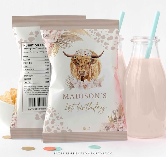 Editable Highland Cow Birthday Party Chip Bag Labels Holy Cow - Etsy