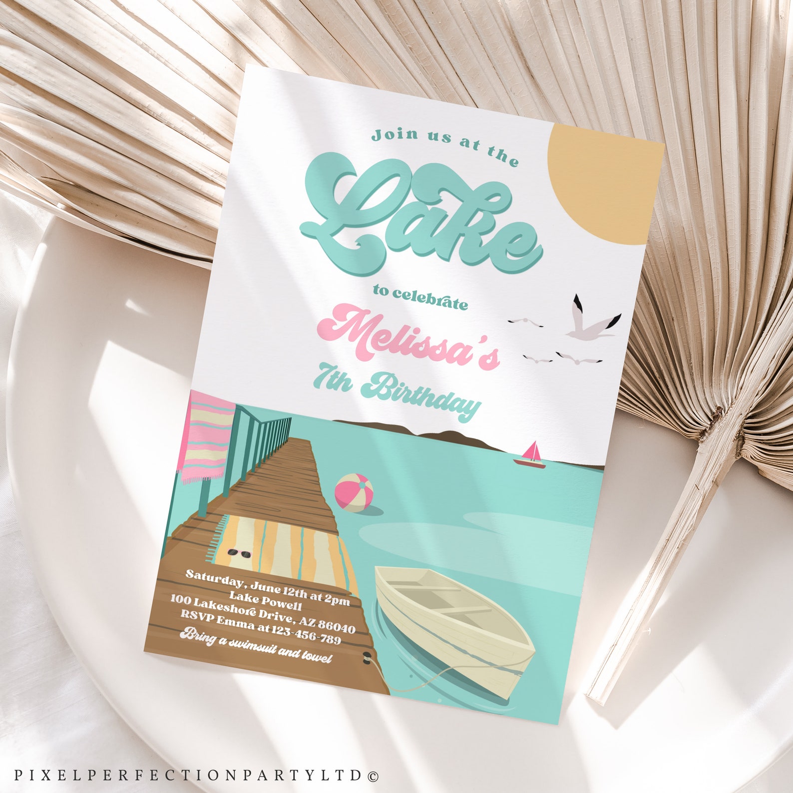 Editable Lake Birthday Party Invitation Boat Lake Birthday - Etsy