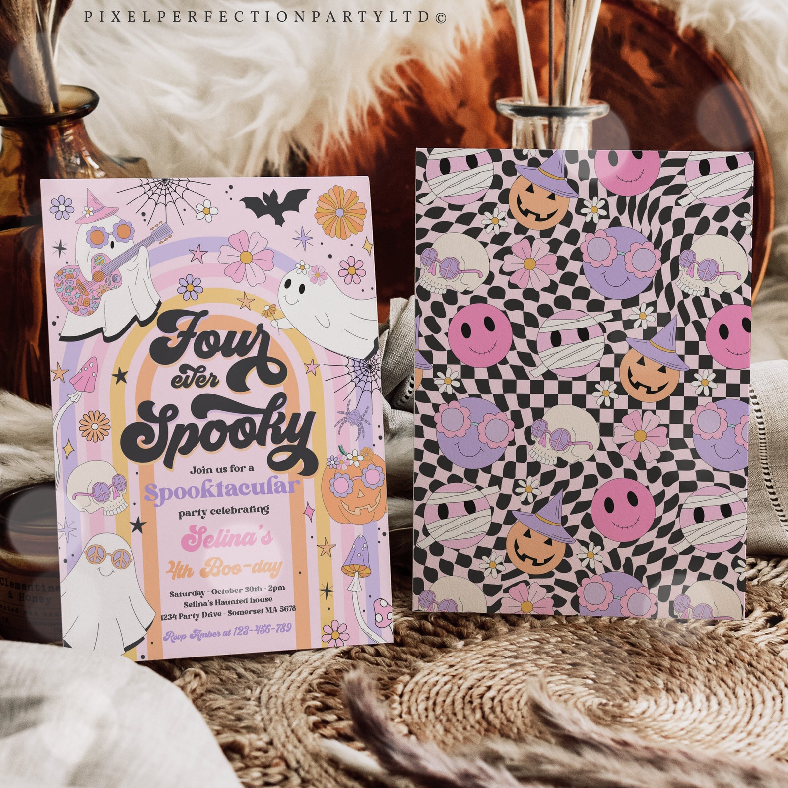 Editable Four Ever Spooky Halloween Ghost 4th Birthday - Etsy