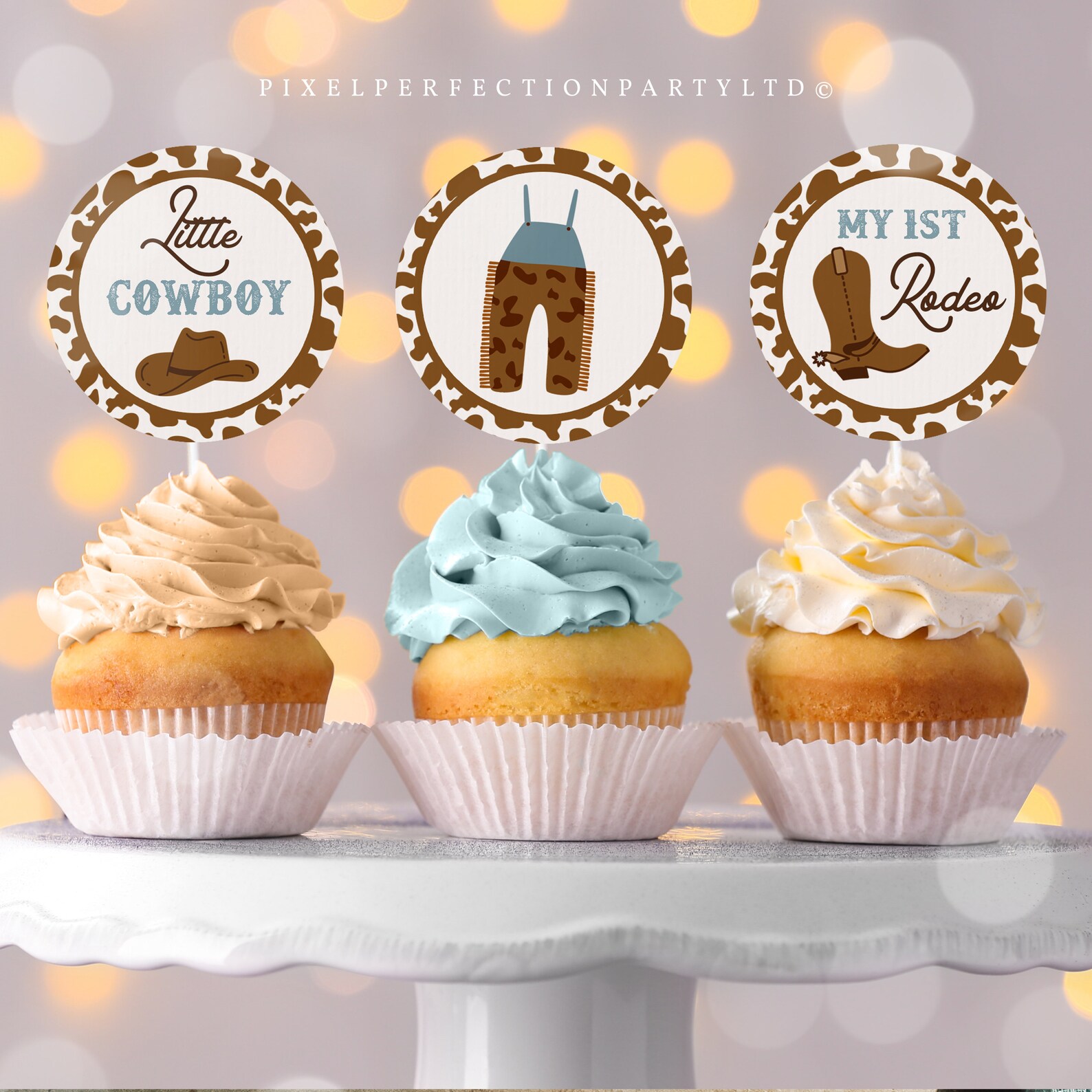 Cowboy Birthday Party Cupcake Toppers Wild West Cowboy 1st - Etsy