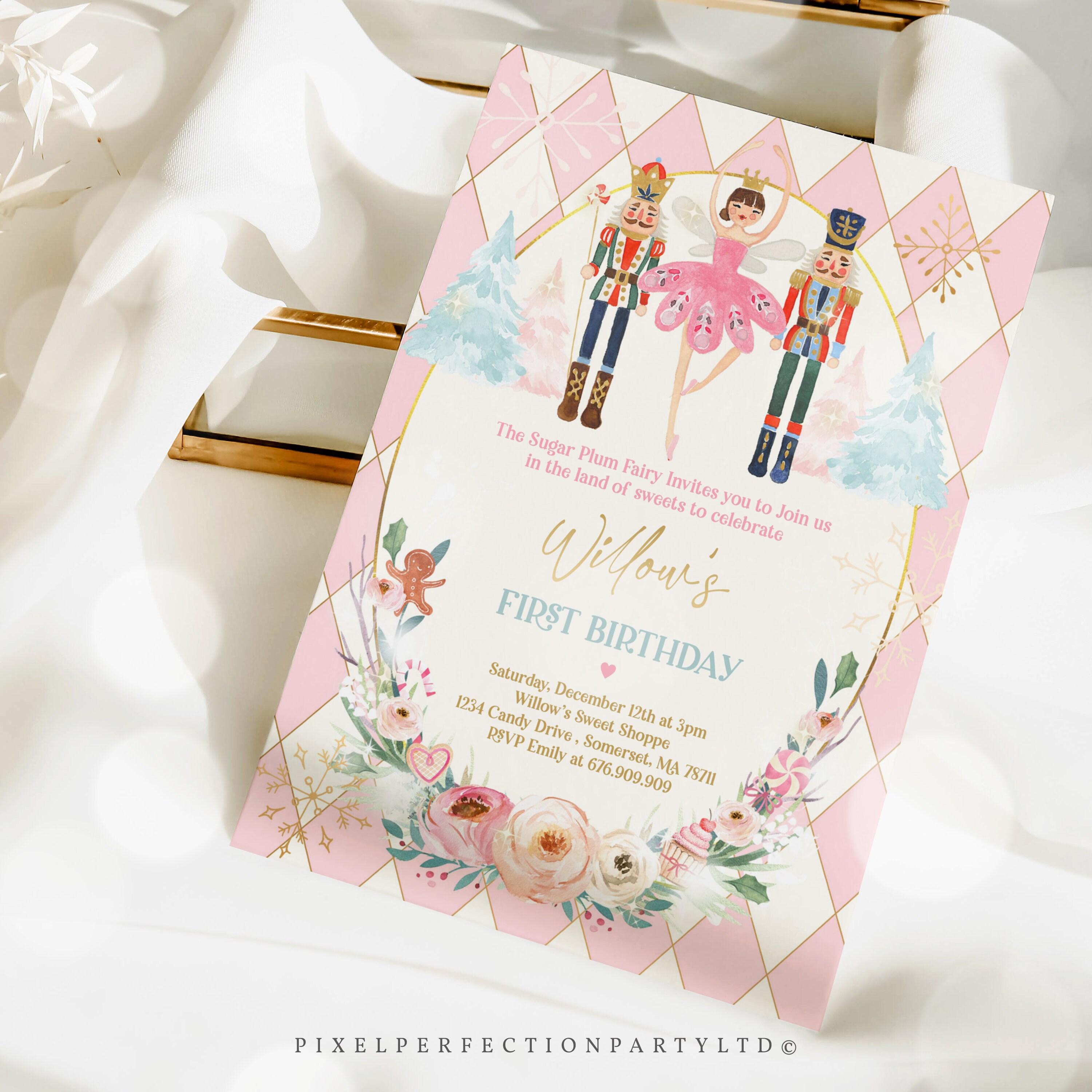 Editable Nutcracker Birthday Invitation Sugar Plum Fairy Pink - Etsy