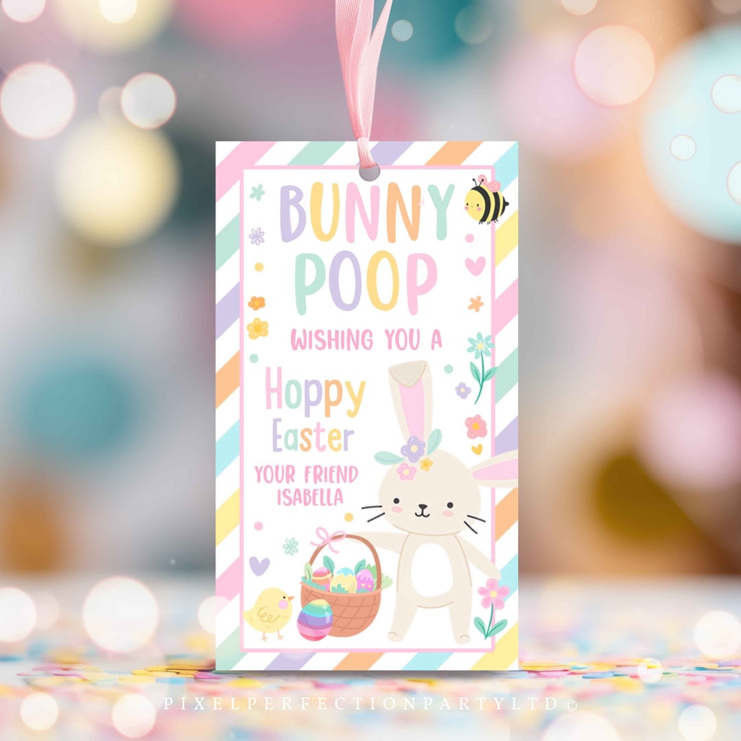 Editable Easter Bunny Poop Gift Tag Easter Treat Candy Tag Easter ...