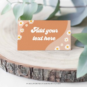 Editable Groovy Birthday Party Folded Food Labels Retro Groovy Floral ...