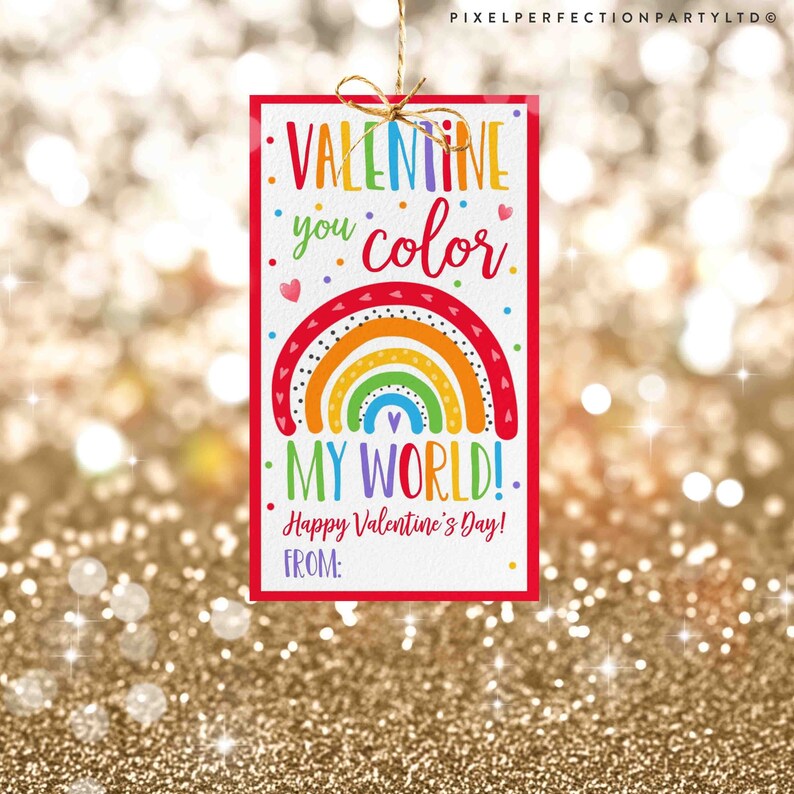 Editable Rainbow Valentine's Day Gift Tag Valentine You - Etsy