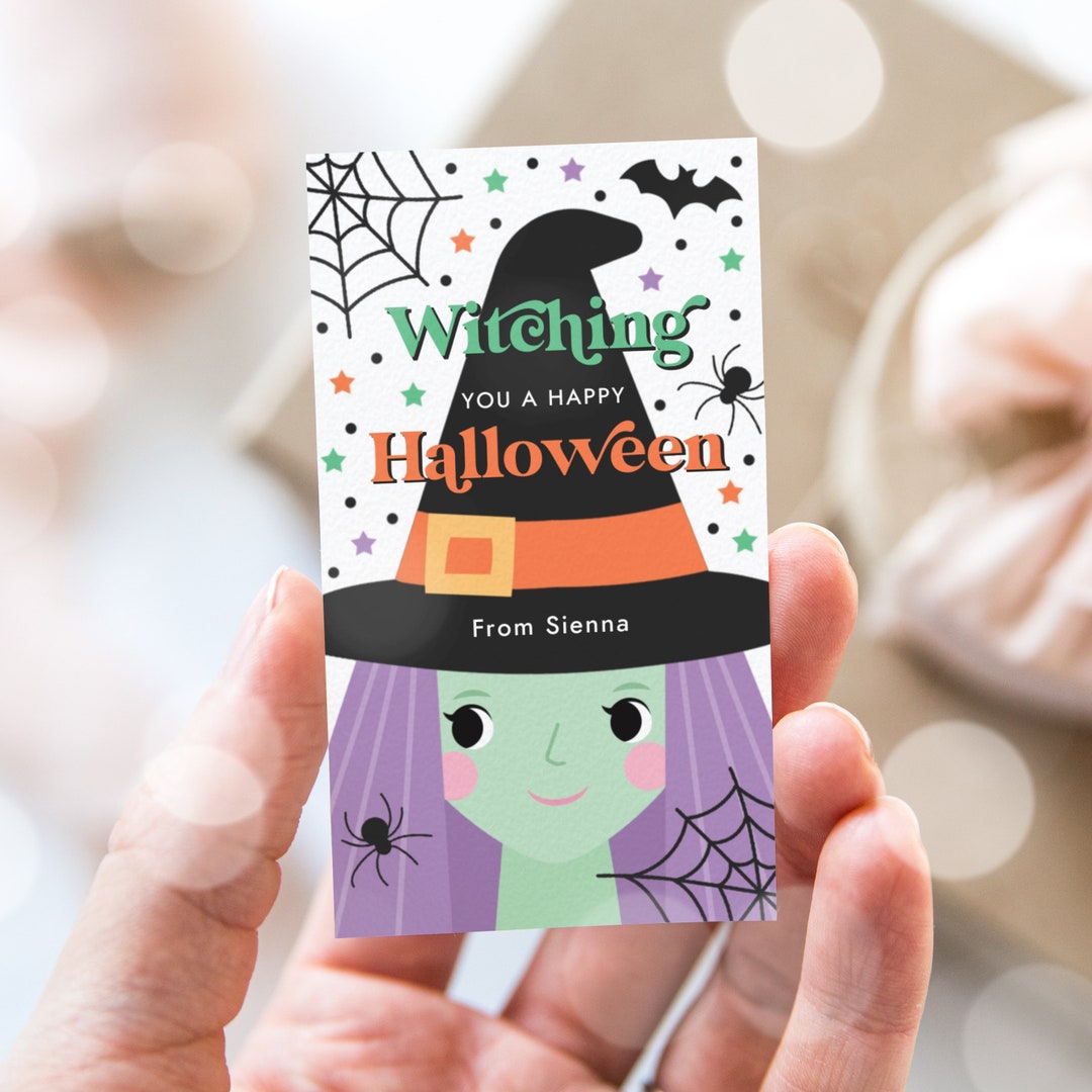 Editable Halloween Witch Gift Tag Witching You a Happy - Etsy