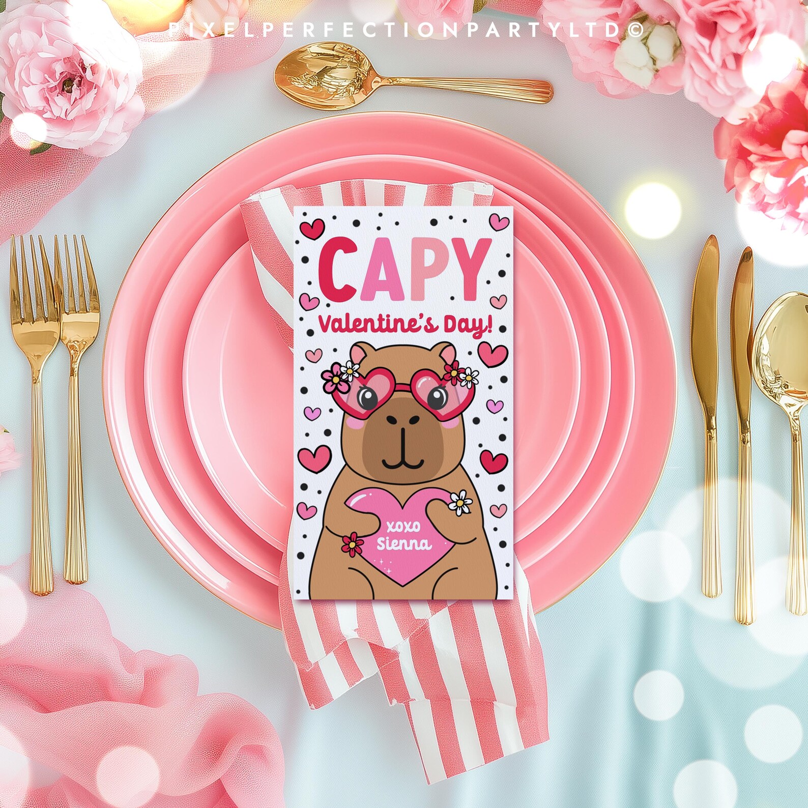Editable Capybara Valentine's Day Gift Tag Capy Valentine's Day Gift ...