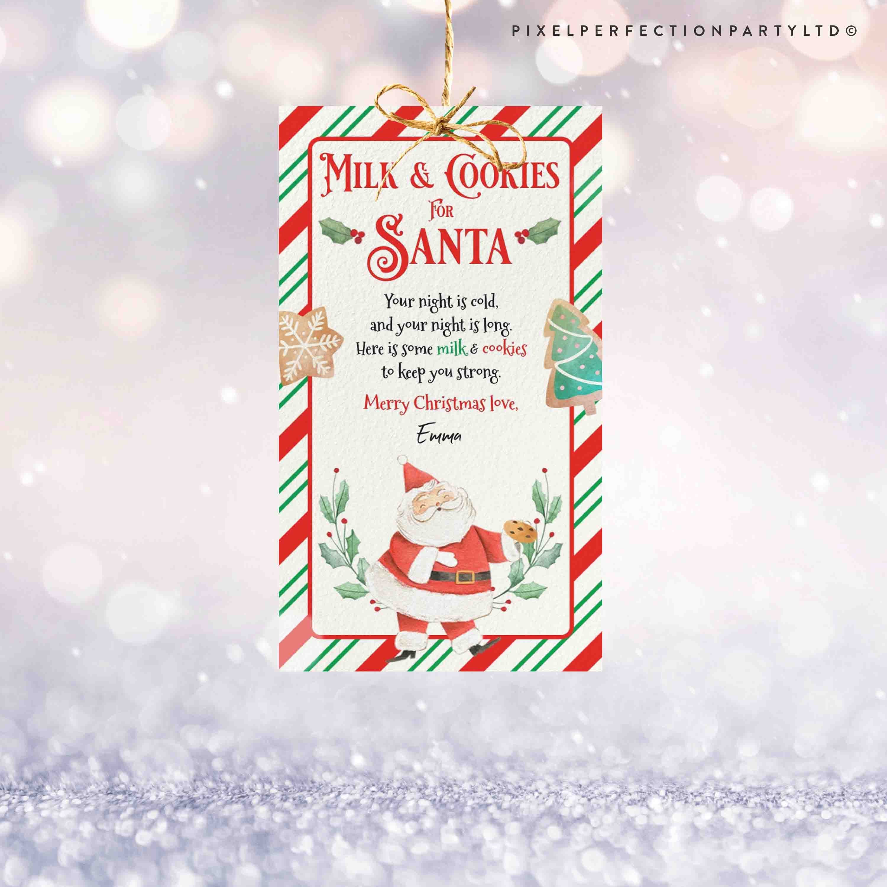 EDITABLE Milk And Cookie For Santa Claus Tag Cookies For Santa - Etsy.de