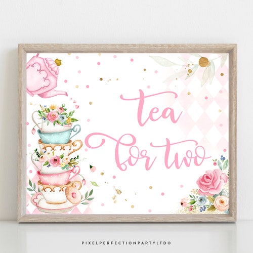 Tea for Two 2 Birthday Party Decorations Welcome Sign - Etsy