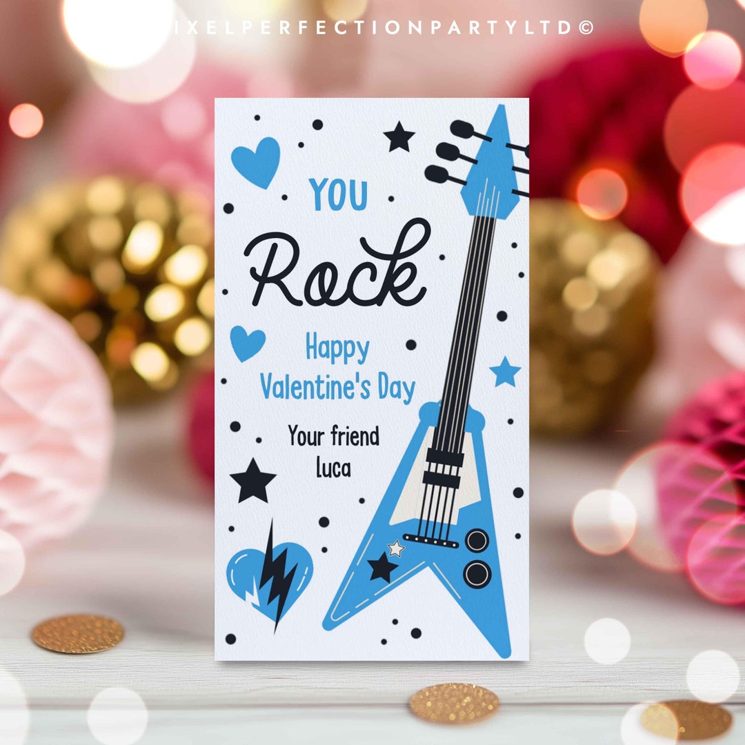 Editable Valentines You Rock Gift Tags Valentines Rockstar Gift Tag ...
