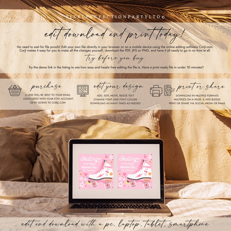 Editable Roller Skate Valentine's Day Gift Tag Skating by to Wish You A ...