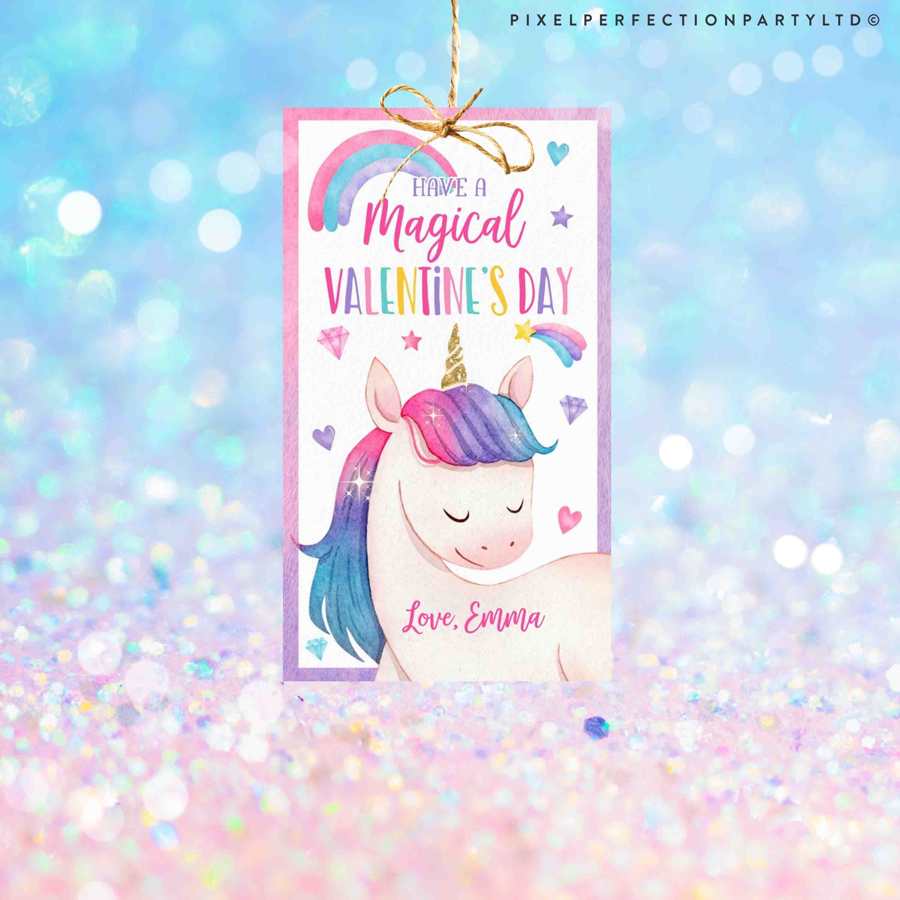 Editable Unicorn Valentine's Day Gift Tag Magical | Etsy
