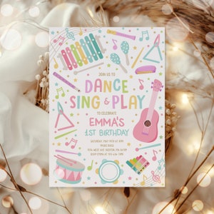 Editable Music Birthday Party Invitation Kids Musical Instruments ...