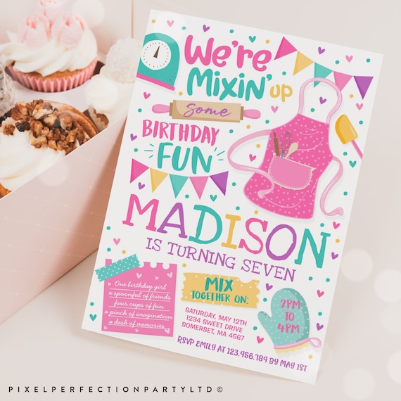 Editable Baking Birthday Party Invitation Cooking Birthday - Etsy