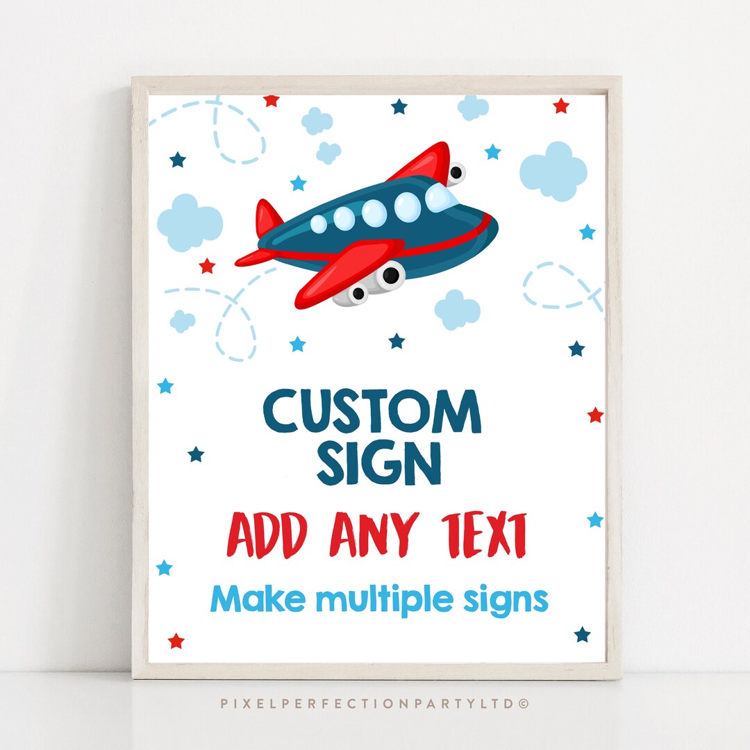 Editable Airplane Custom Sign Aircraft Birthday Party Make - Etsy