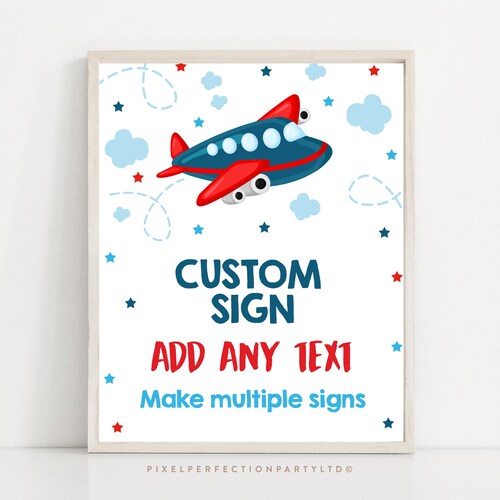 Editable Airplane Custom Sign Aircraft Birthday Party Make - Etsy