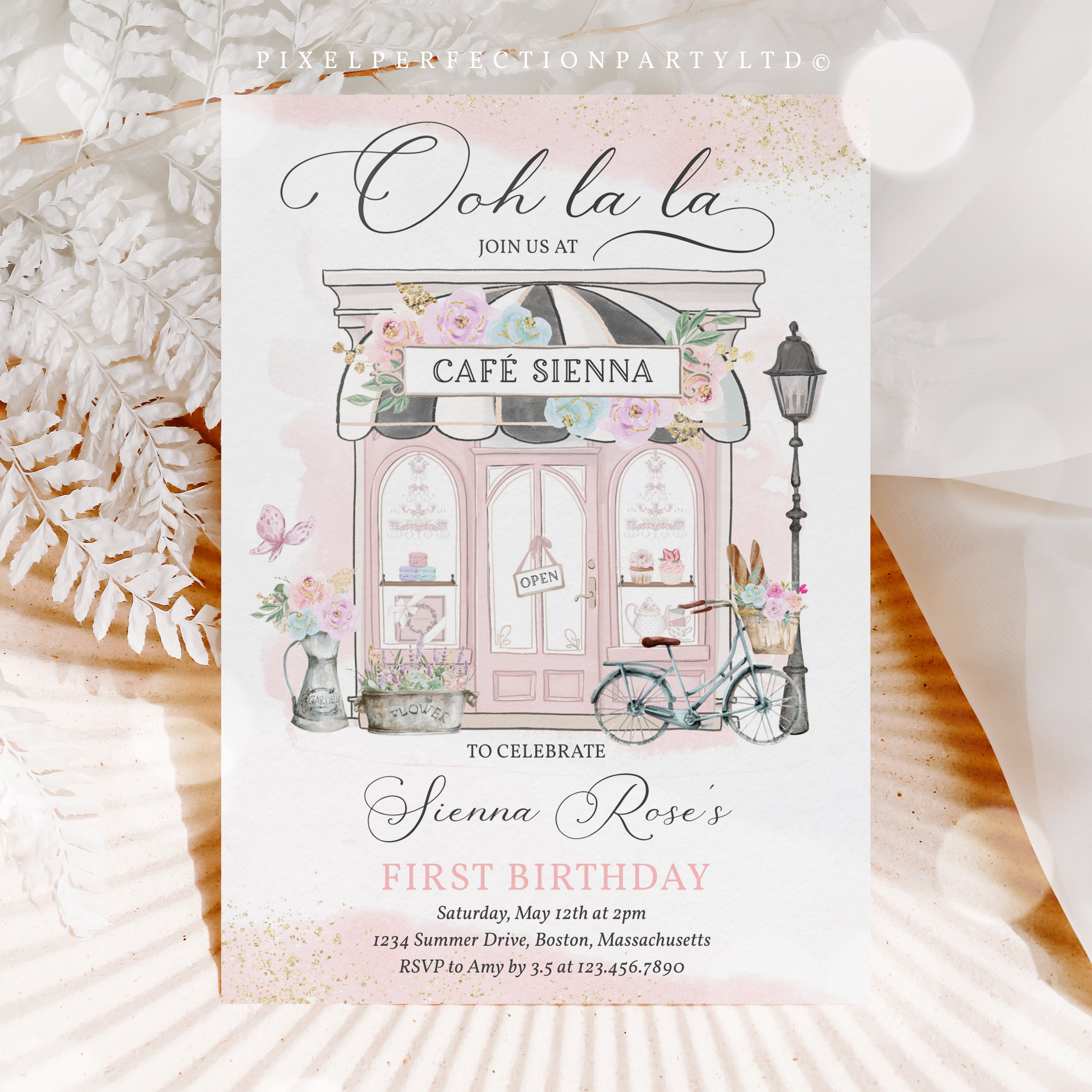 Editable Paris Birthday Party Invitation French Parisian Cafe Tea Party ...