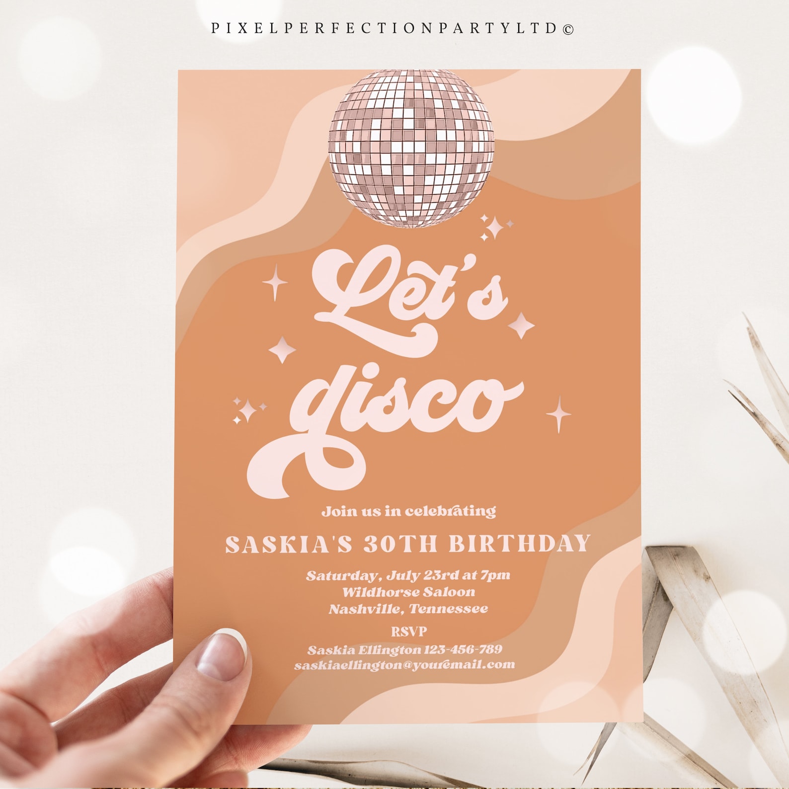 Editable Let's Disco Retro Birthday Party Invitation Groovy Retro 70s ...
