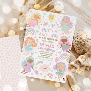 Editable Fairy Birthday Invitation Whimsical Enchanted Cute Pink Pixie ...
