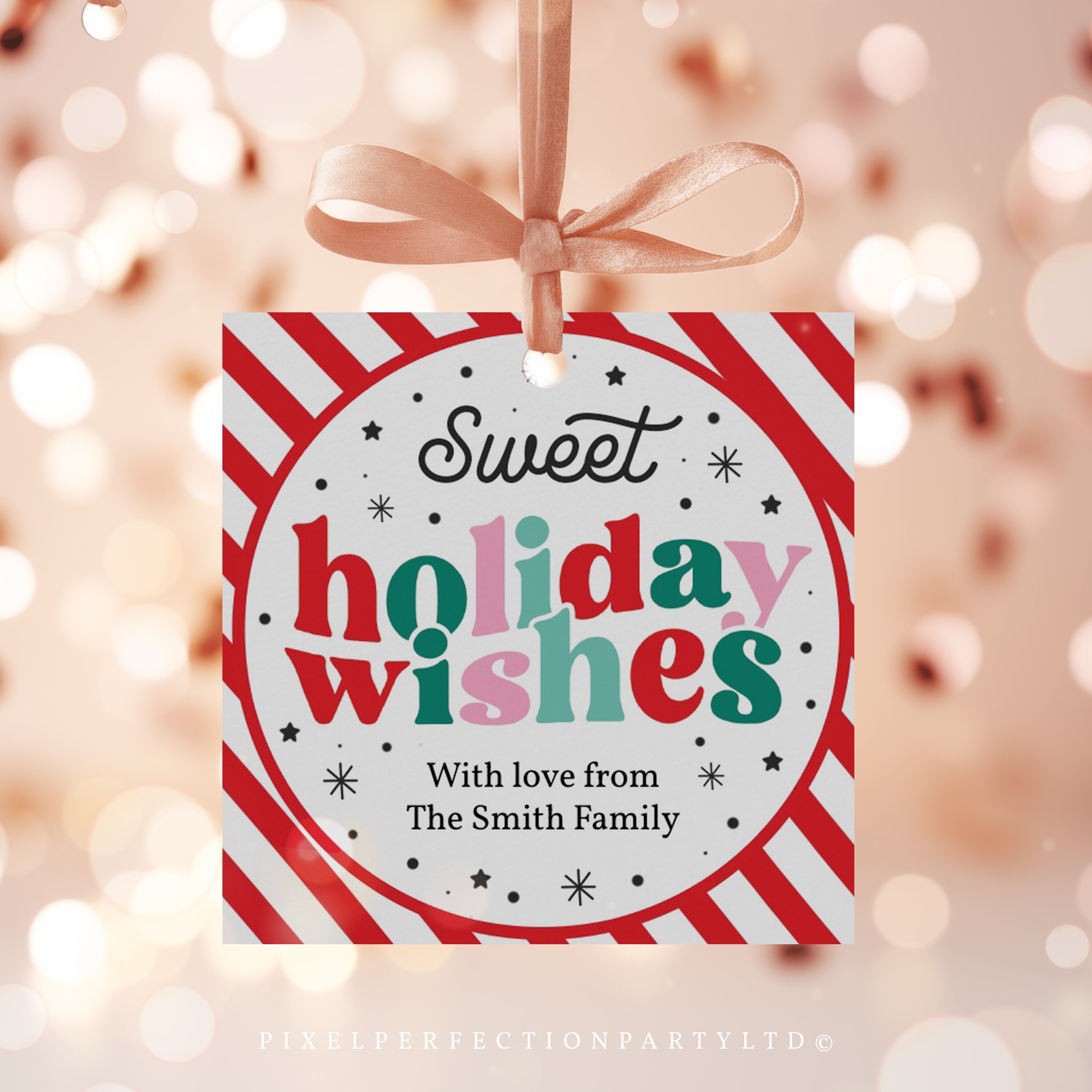 Editable Sweet Holiday Wishes Christmas Gift Tag Sweet Wishes Staff ...