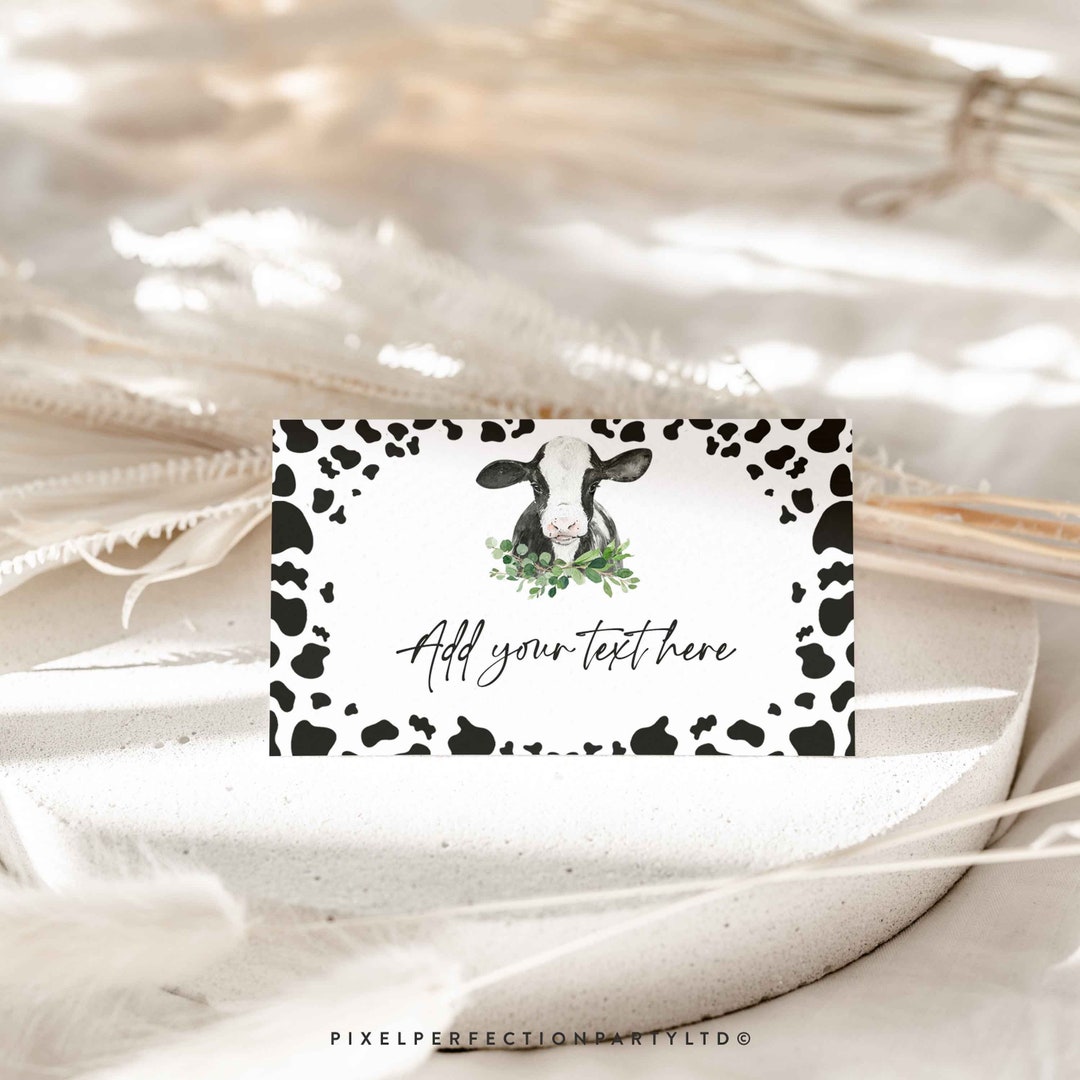 Editable Cow Birthday Party Folded Food Labels Holy Cow I'm One 1st ...