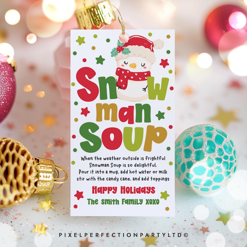 Editable Snowman Soup Hot Chocolate Christmas Gift Tag Classroom ...