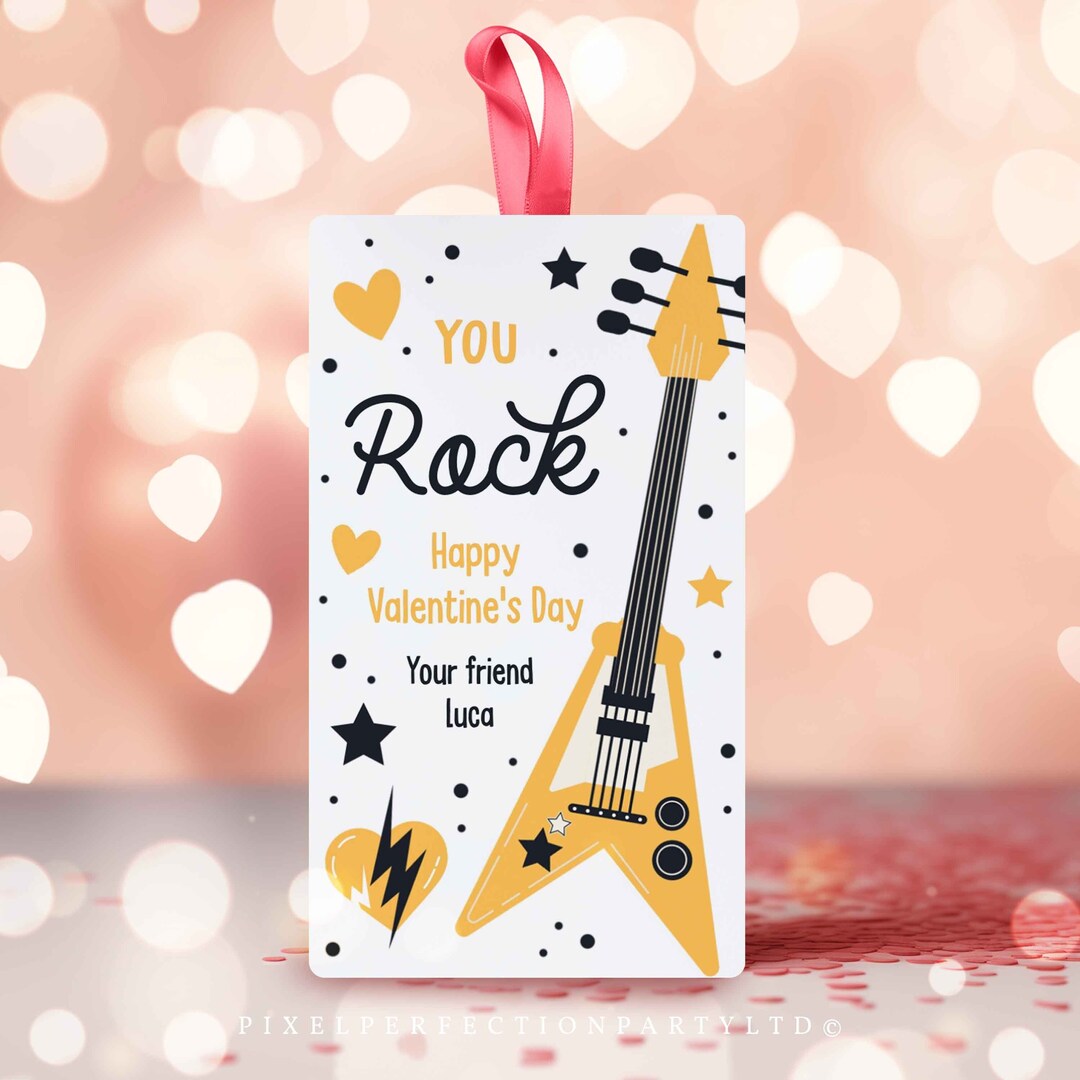 Editable Valentines You Rock Gift Tags Valentines Rockstar Gift Tag ...