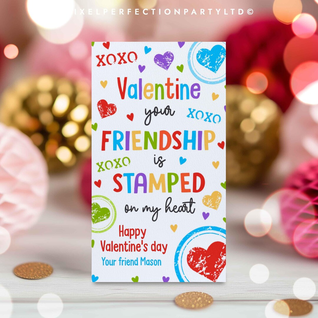 Editable Valentines Stamp Gift Tags Ink Stamper Valentine Friendship ...