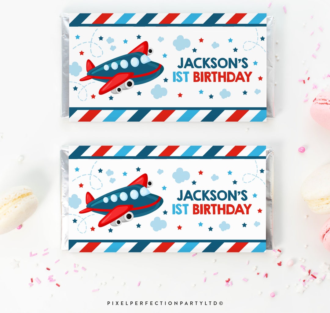 Editable Airplane Candy Bar Wrapper Label Aircraft Birthday Party Candy ...