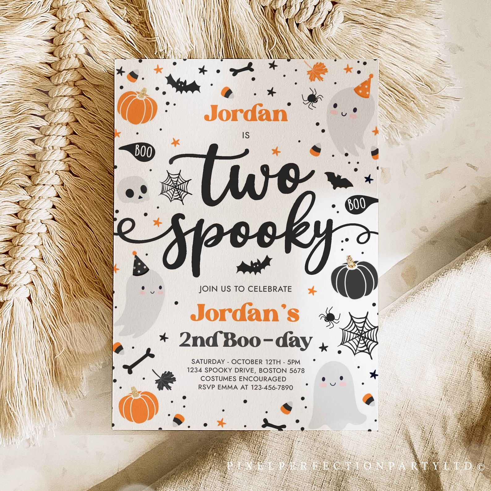 Editable Two Spooky Halloween Ghost 2nd Birthday Party - Etsy