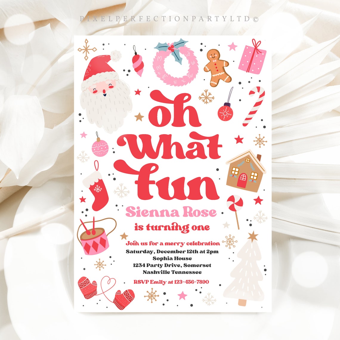 Editable Christmas Birthday Invitation Oh What Fun Christmas - Etsy