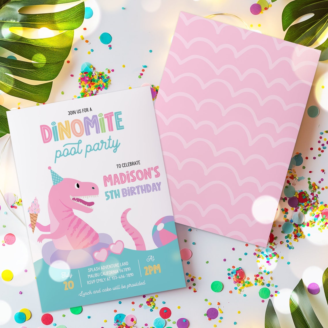 Editable Dinosaur Pool Party Invitation Dinosaur Pool Birthday Party ...
