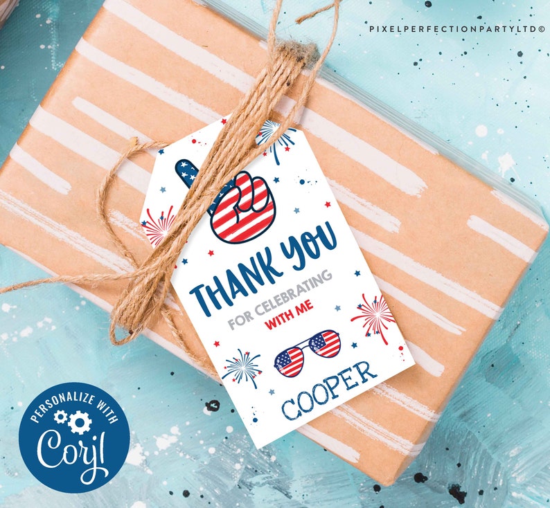 Editable 4th of July Birthday Favor Tag 4th of July Red White and Blue ...