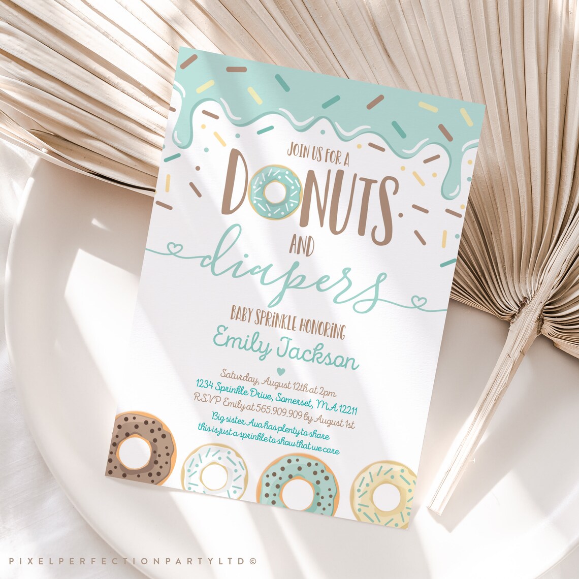 Editable Donuts and Diapers Baby Sprinkle Donut Baby Sprinkle - Etsy