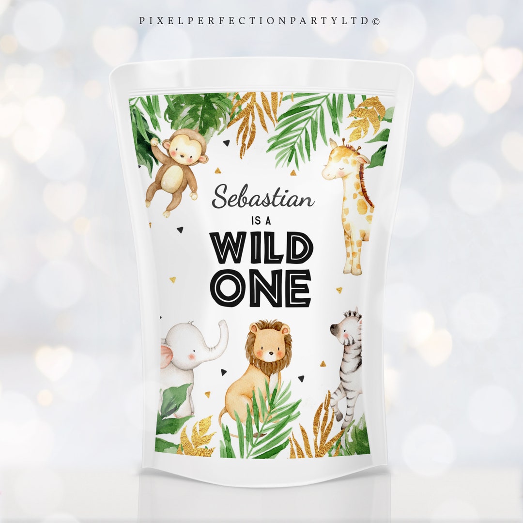 Editable Safari Juice Pouch Label Safari Wild One Juice Cup - Etsy
