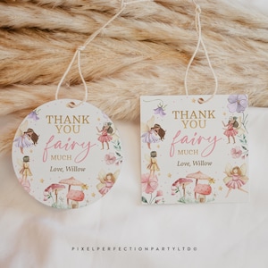 Editable Fairy Birthday Party Favor Tags Enchanted Magical Floral Fairy ...
