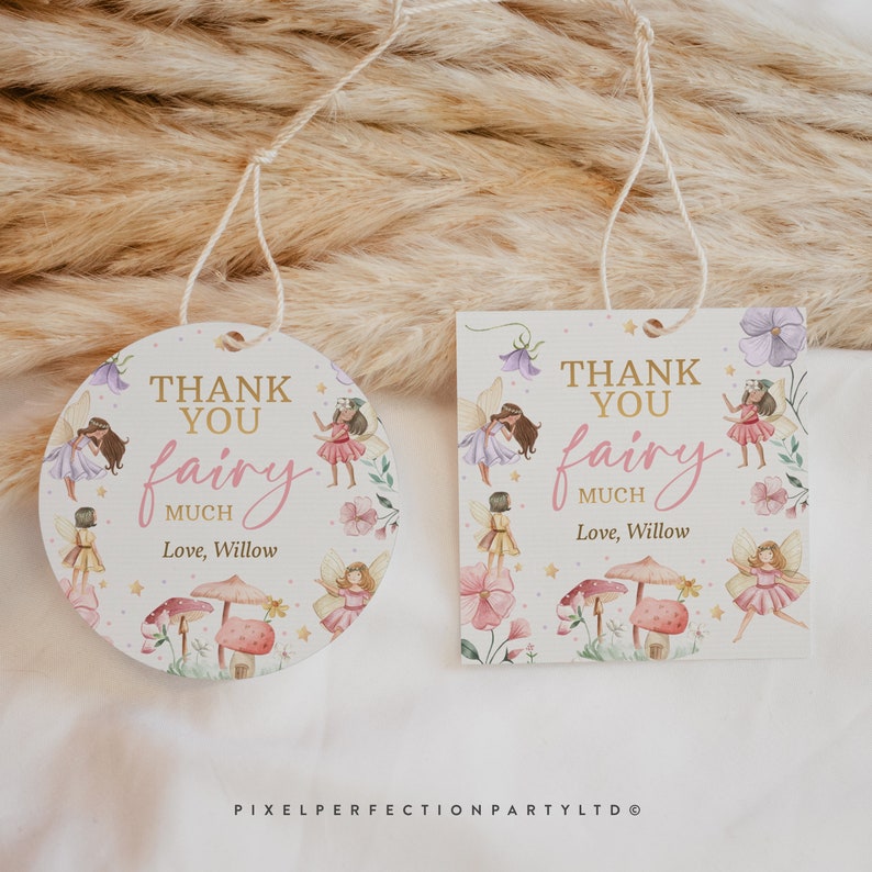 Editable Fairy Birthday Party Favor Tags Enchanted Magical Floral Fairy ...